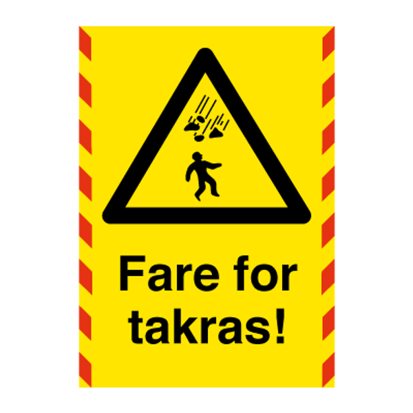 Generell Fare - Fareskilt med symbol og tekst - MERKEFABRIKKEN.NO